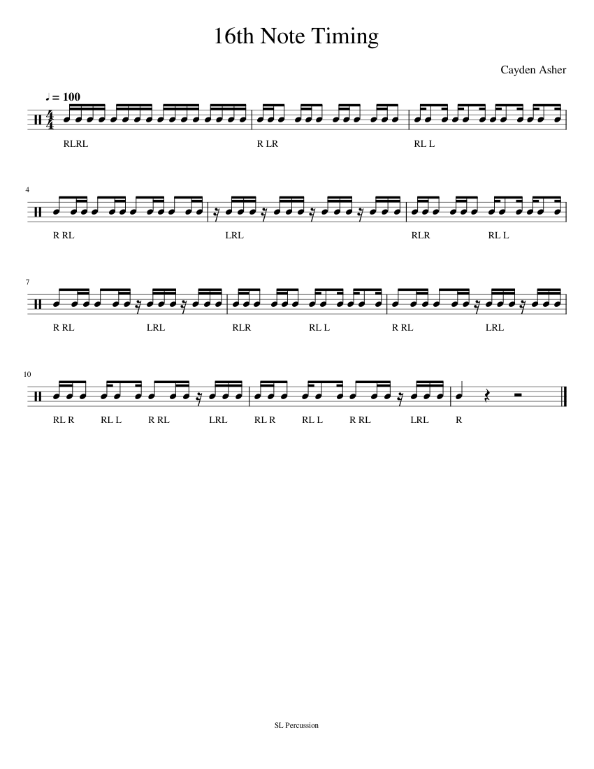 16th Note Timing Sheet music for Snare drum (Solo) | Musescore.com