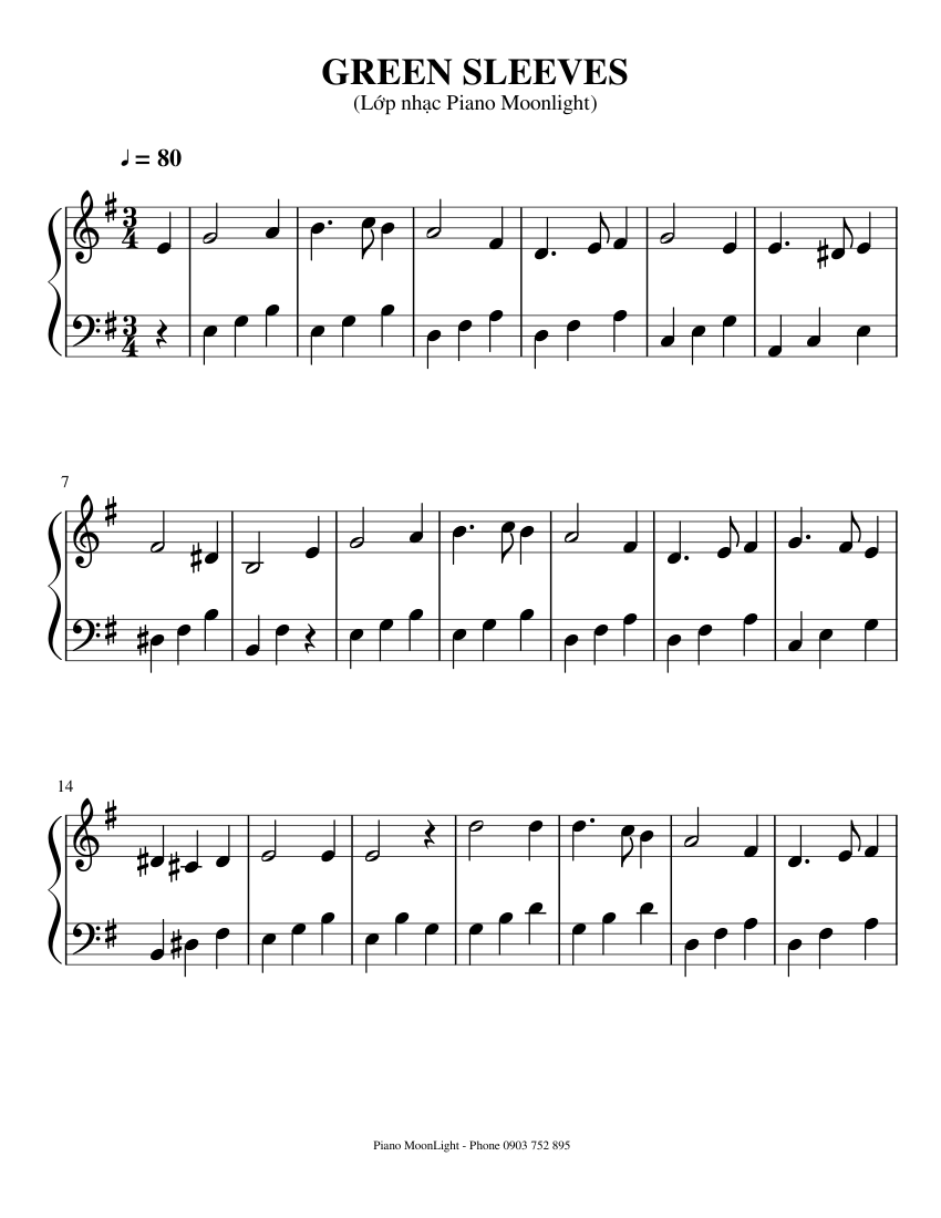 Green Sleeves Sheet Music for Piano (Solo) Easy | MuseScore.com