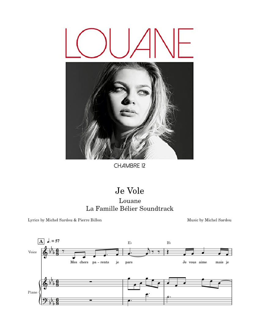 Je Vole - Louane Sheet Music with Chords for Piano, Vocals (Piano-Voice ...