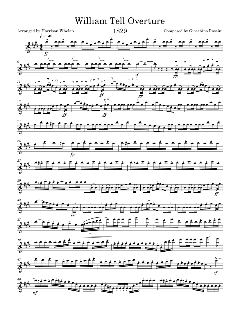 William Tell Overture Sheet music for Flute (Solo) | Musescore.com