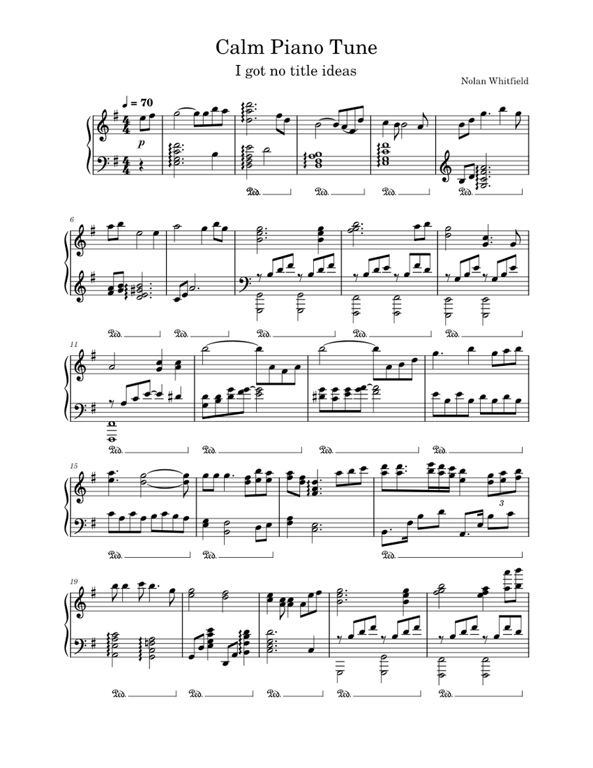 Calm Piano Tune Sheet music for Piano (Solo) | Musescore.com
