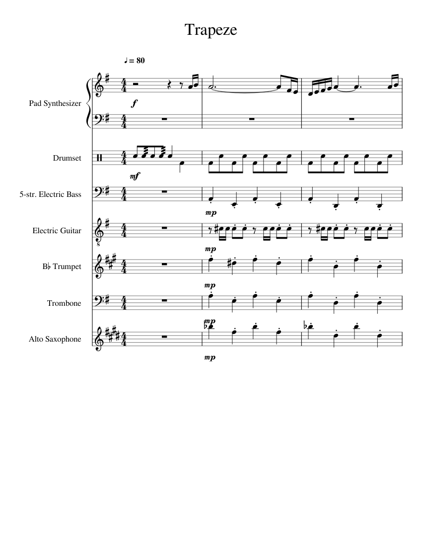 Trapeze Sheet music for Trombone, Saxophone alto, Trumpet in b-flat ...