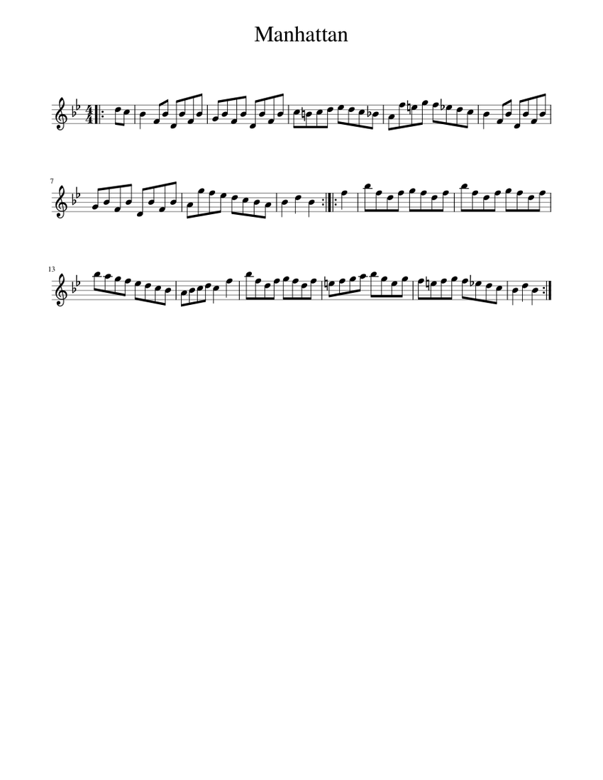 Manhattan Sheet Music for Piano (Solo) Easy | MuseScore.com