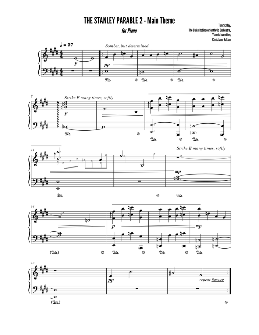 The Stanley Parable 2 - Main Theme Sheet Music for Piano (Solo) easy ...