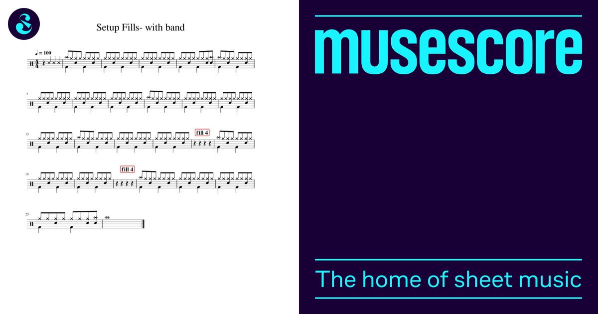 Setup Fills- with band Sheet music for Drum group (Solo) | Musescore.com