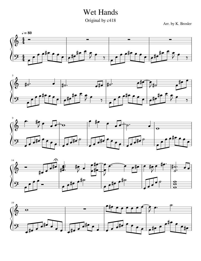 Wet Hands (Minecraft) Sheet music for Piano (Solo) Easy | Musescore.com