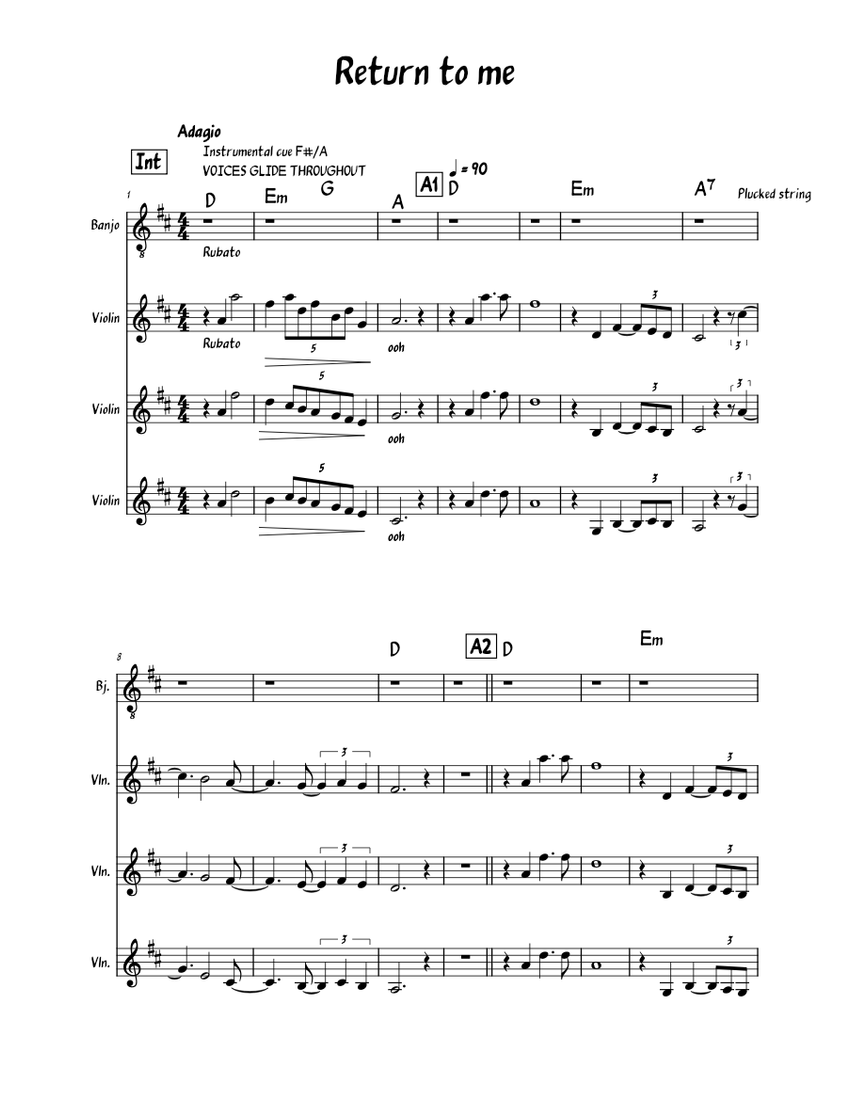 Return to me – Dean Martin Return to me CHORAL Sheet music for Violin ...