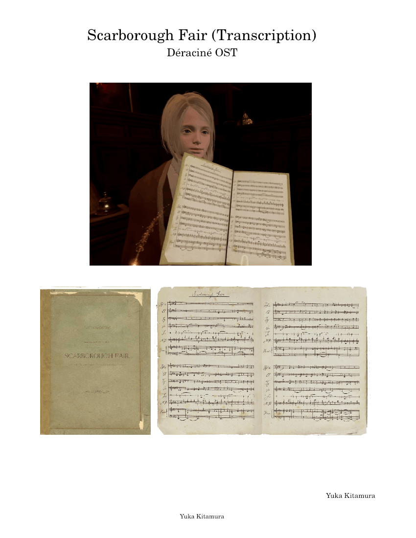 Scarborough fair – Yuka Kitamura , (Transcription), Déraciné OST Sheet ...