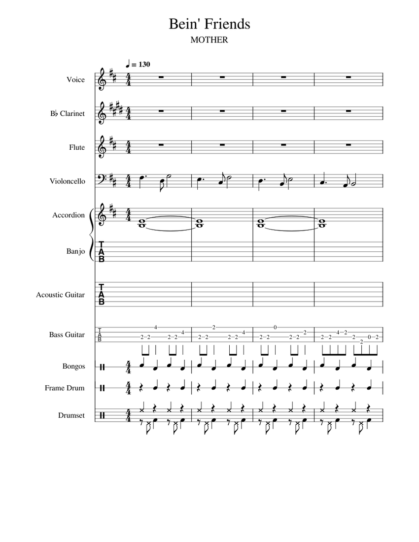 Bein' Friends - MOTHER: Earthbound Beginnings Sheet Music and Tab for ...