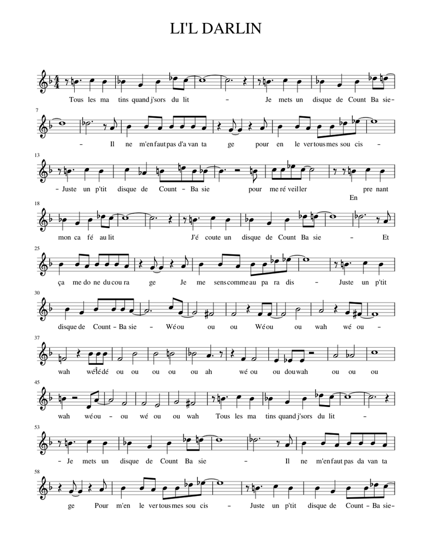 LI'L DARLIN Sheet music for Tenor (Solo) | Musescore.com