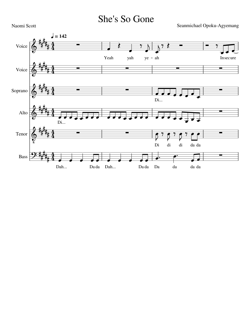 Shes So Gone Lemonade Mouth Satb Sheet Music For Soprano Alto Tenor