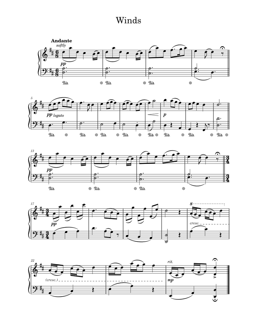 Winds - piano tutorial