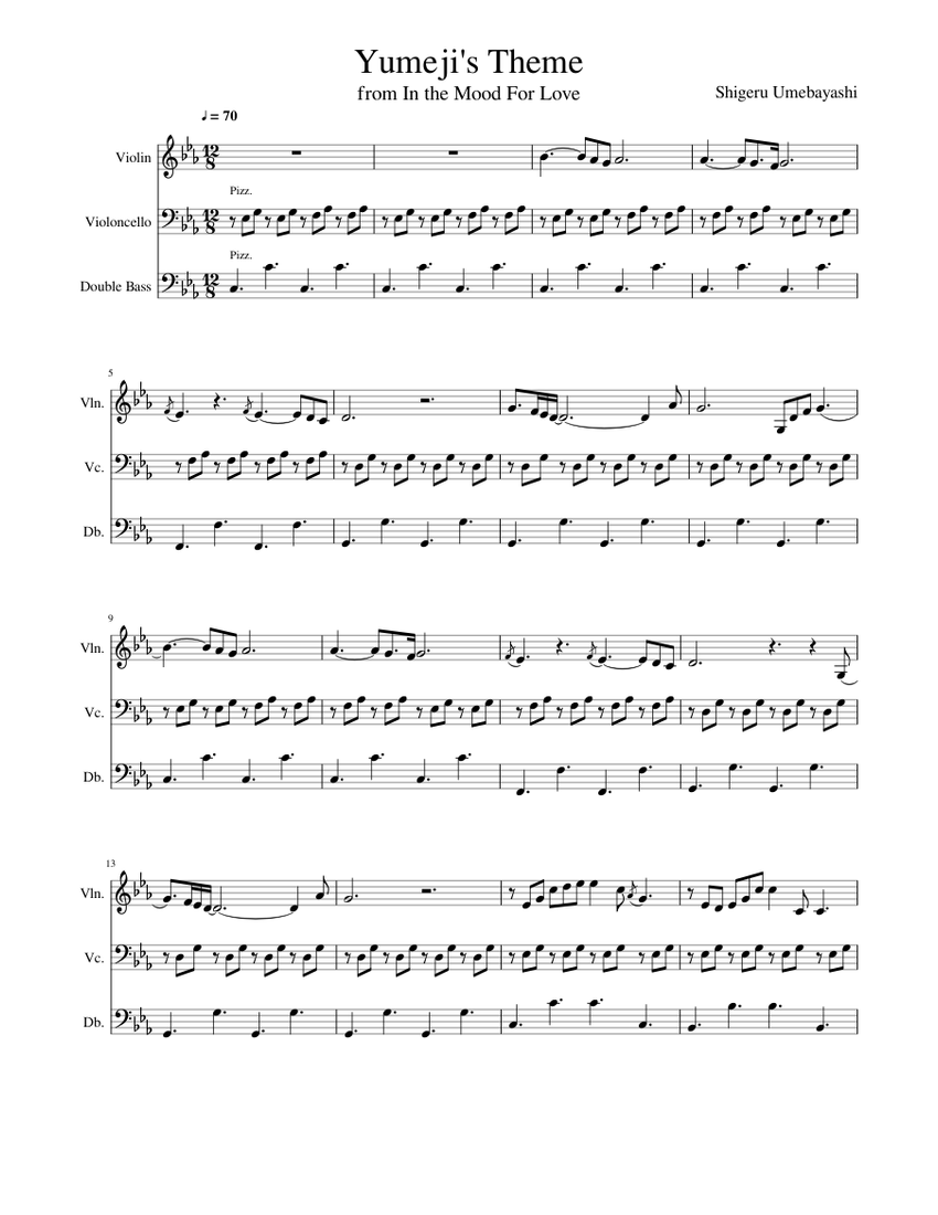 Yumeji s Theme Sheet Music for Contrabass, Violin, Cello (Mixed Trio) | MuseScore.com