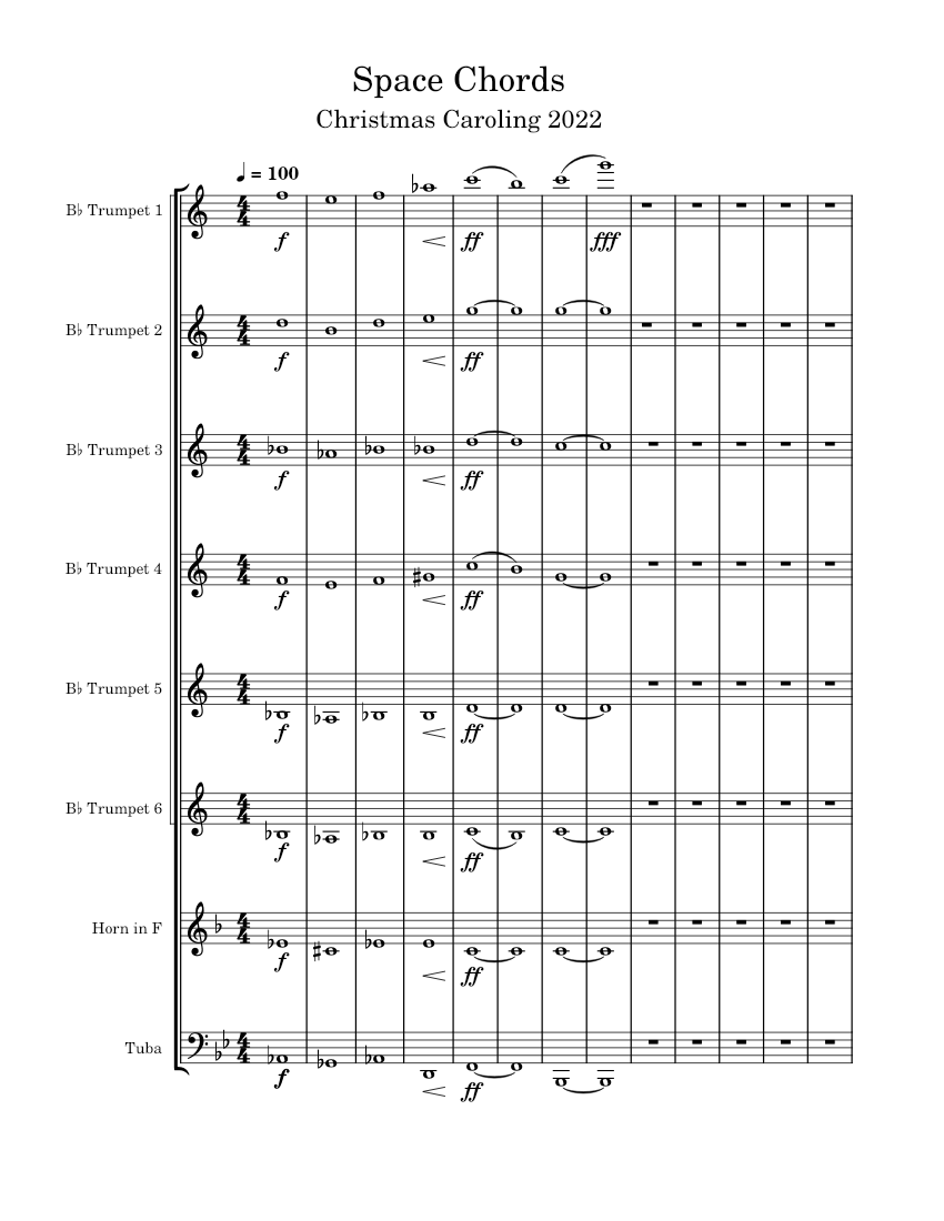 Space_Chords Sheet music for Tuba, Trumpet in b-flat, French horn ...