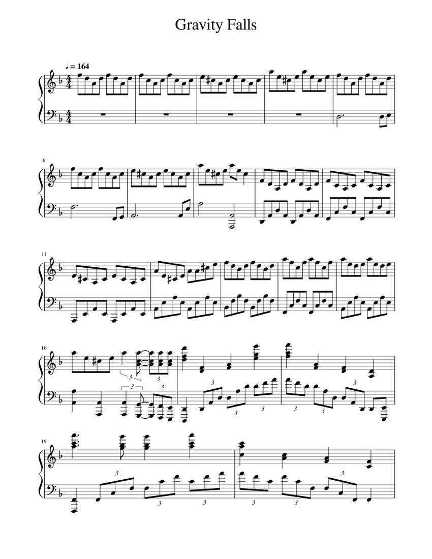 Gravity Falls Theme Sheet music for Piano (Solo) | Musescore.com