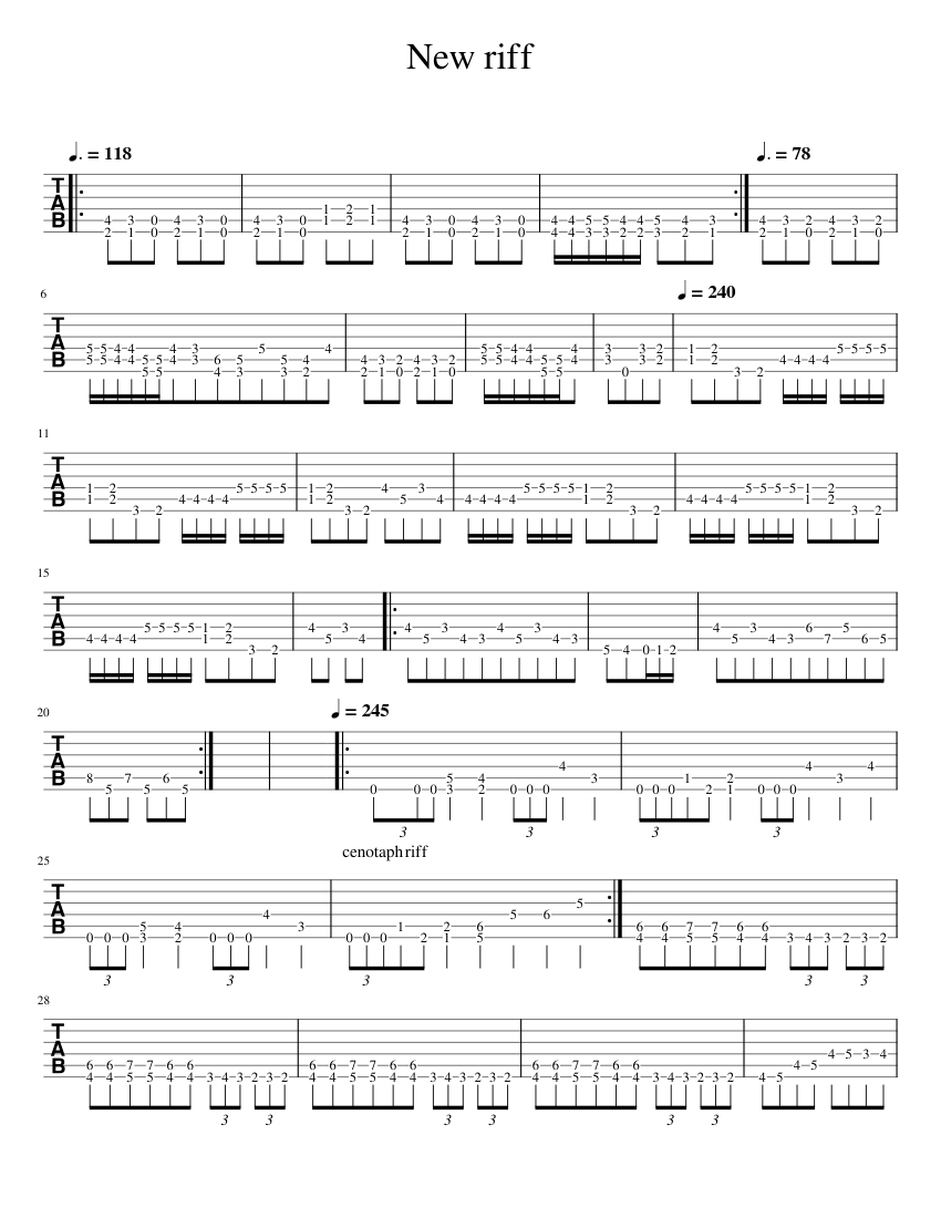 New riff Sheet Music and Tab for Guitar (Solo) | MuseScore.com