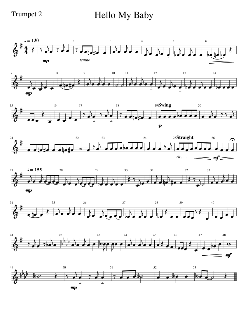Hello_My_Baby_Trumpet_2 Sheet music for Trumpet in b-flat (Solo ...