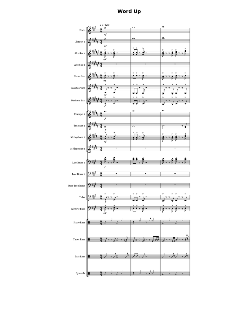Word Up Sheet Music for Trombone, Tuba, Mellophone, Trombone bass ...