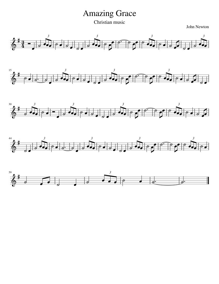 Amazing Grace Sheet Music for Violin (Solo) | MuseScore.com