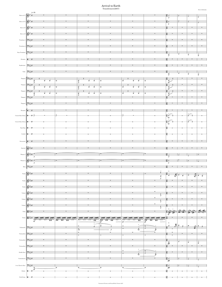 Transformers-Arrival to Earth – Steve Jablonsky Sheet music for ...