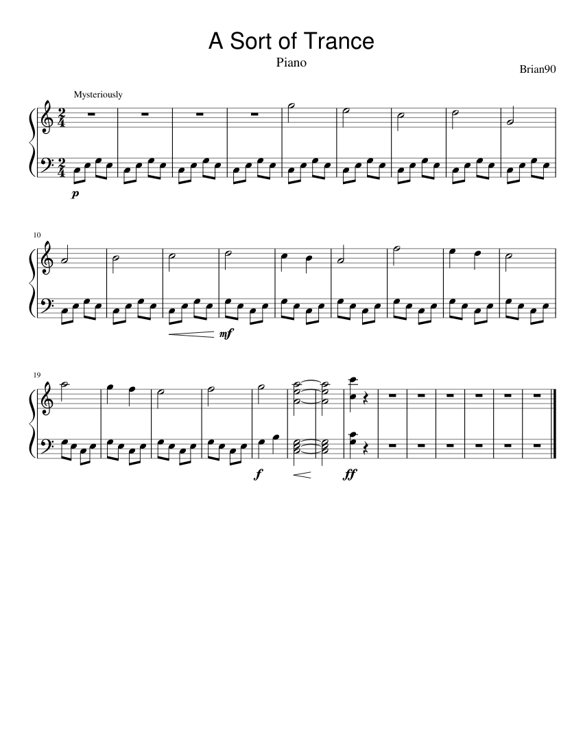 A Sort of Trance Sheet Music for Piano (Solo) Easy | MuseScore.com