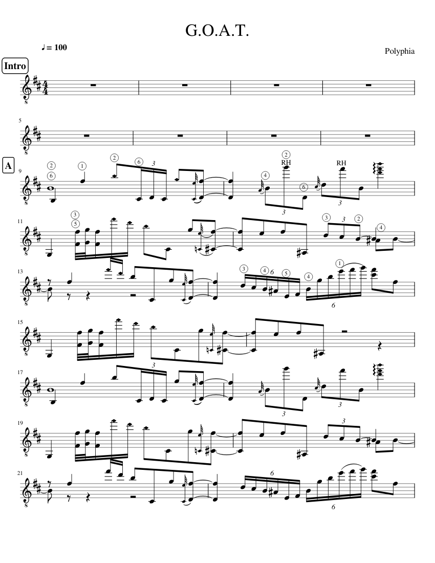 G.O.A.T. - Polyphia Sheet Music for Guitar (Solo) | MuseScore.com