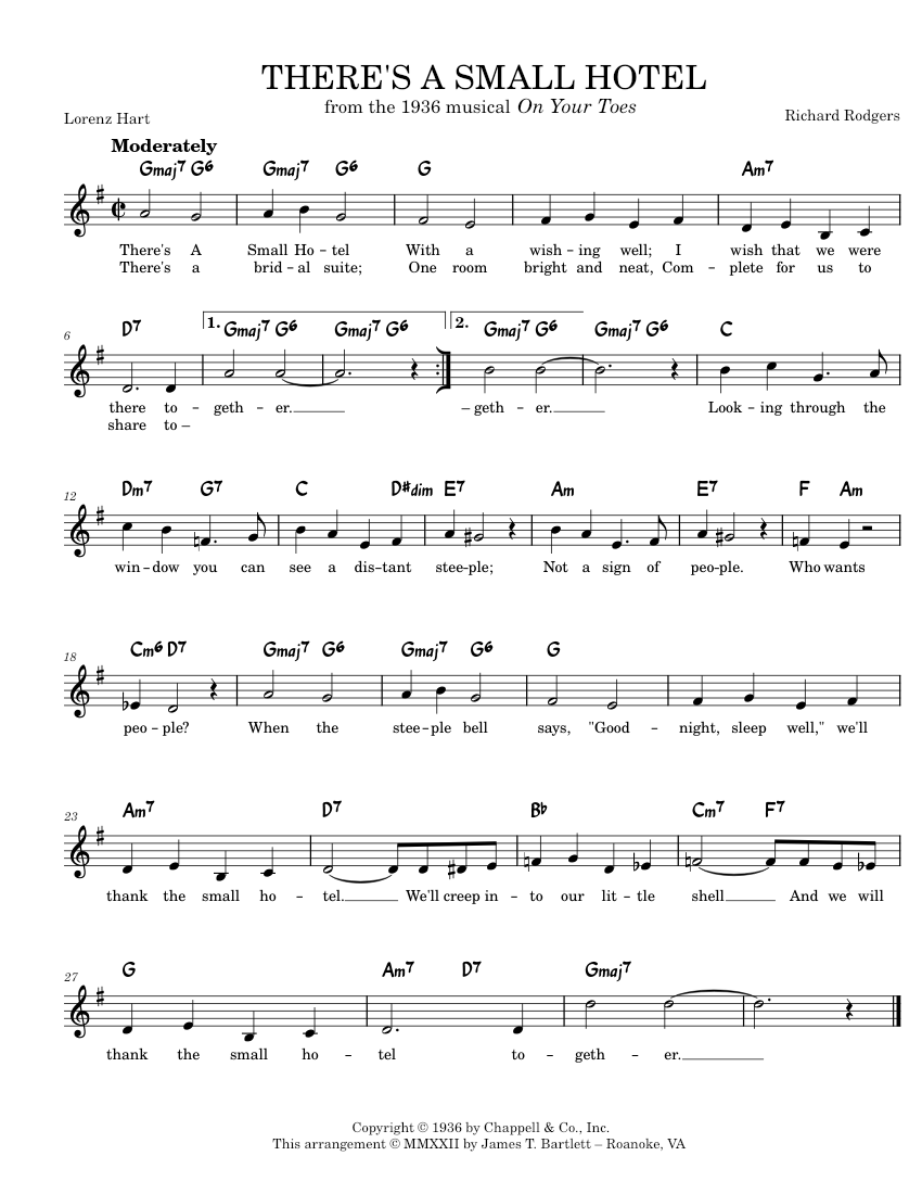 There's A Small Hotel [lead sheet] Sheet music for Piano (Solo ...