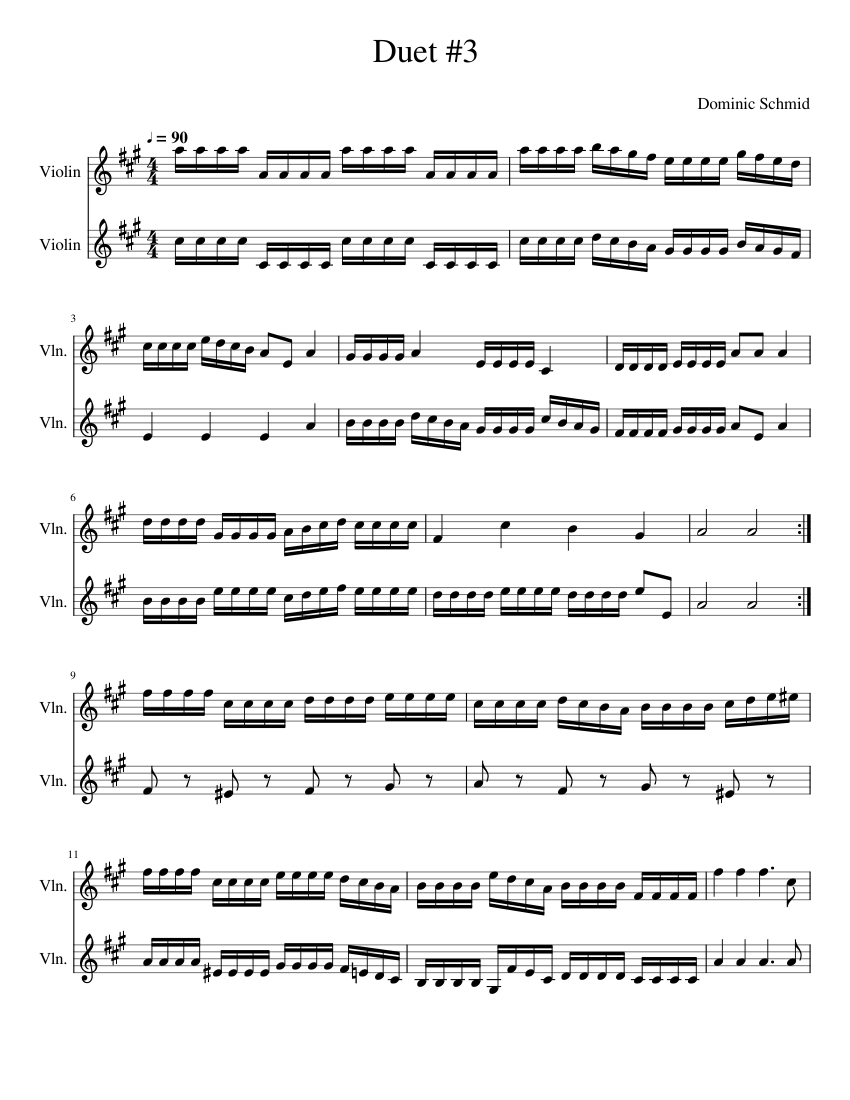 Duet 3 Sheet music for Violin (String Duet) | Musescore.com