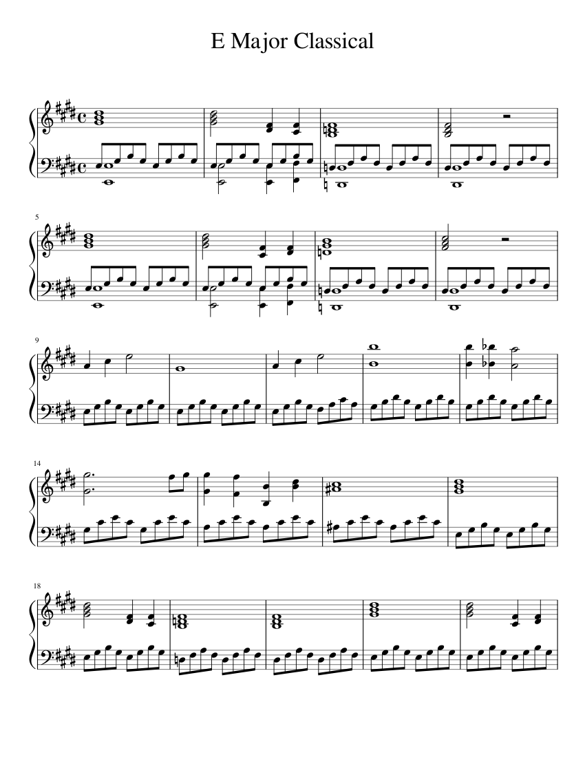 E Major Classical Sheet music for Piano (Solo) | Musescore.com