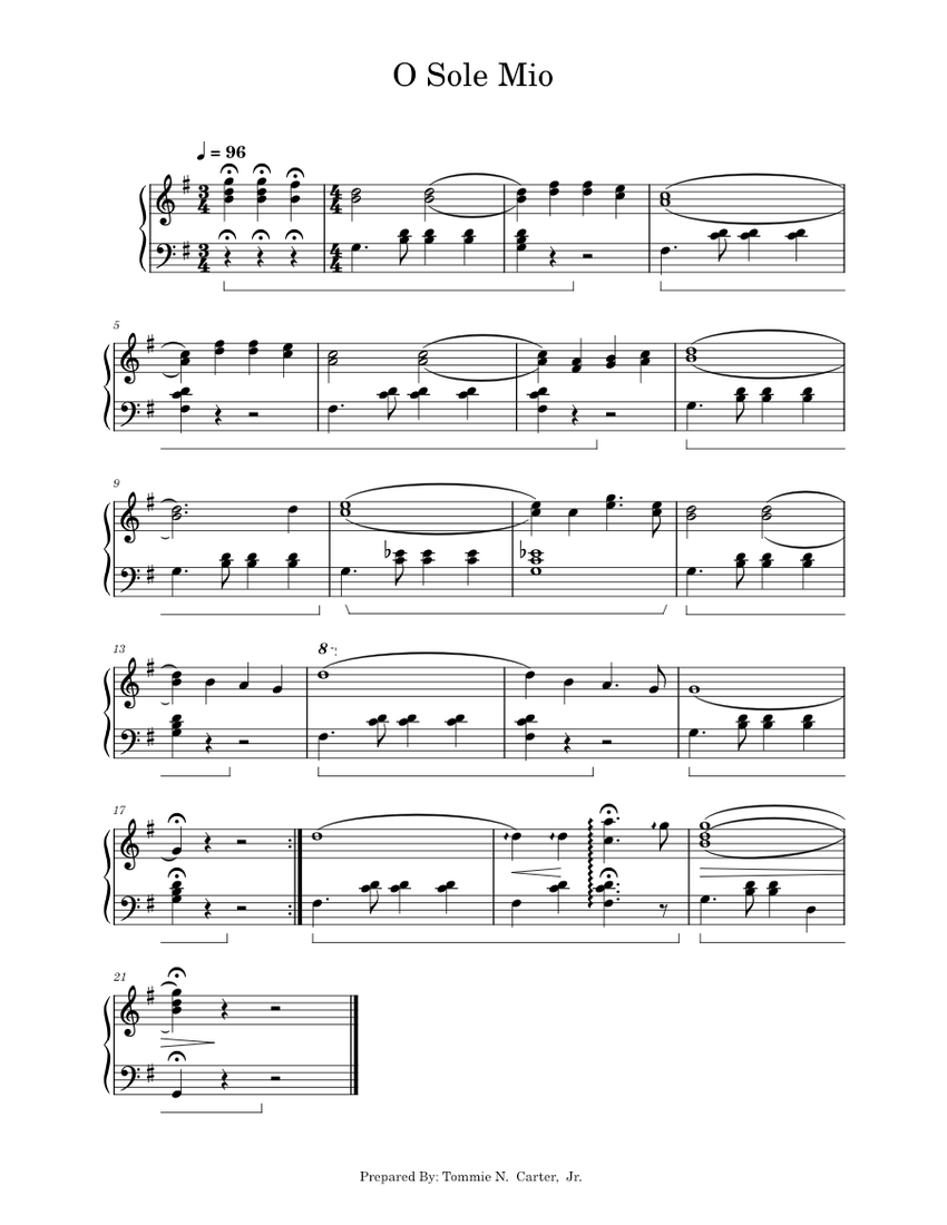 O_Sole_Mio Sheet music for Piano (Solo) | Musescore.com