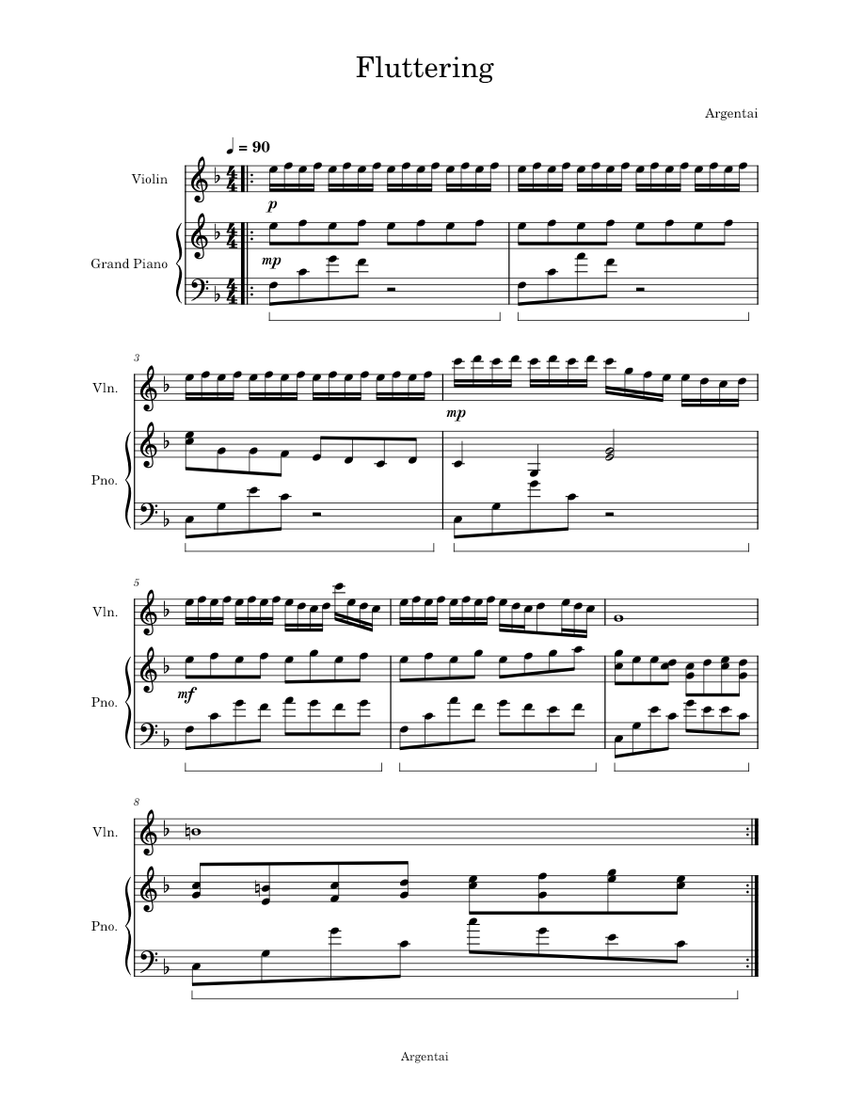Fluttering - Argentai Sheet music for Piano, Violin (Solo) | Musescore.com