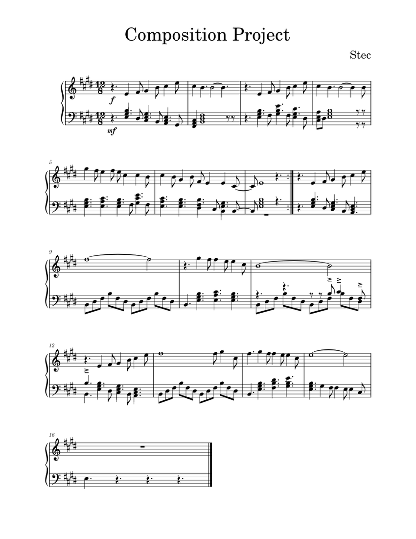 Composition Project Sheet music for Piano (Solo) Easy | Musescore.com