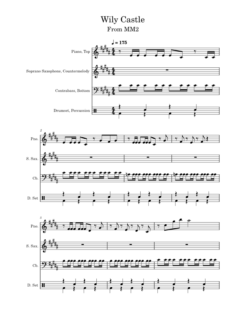 Misc soundtrack – Misc Soundtrack Wily Castle MM2 8-Bit Sheet music for ...