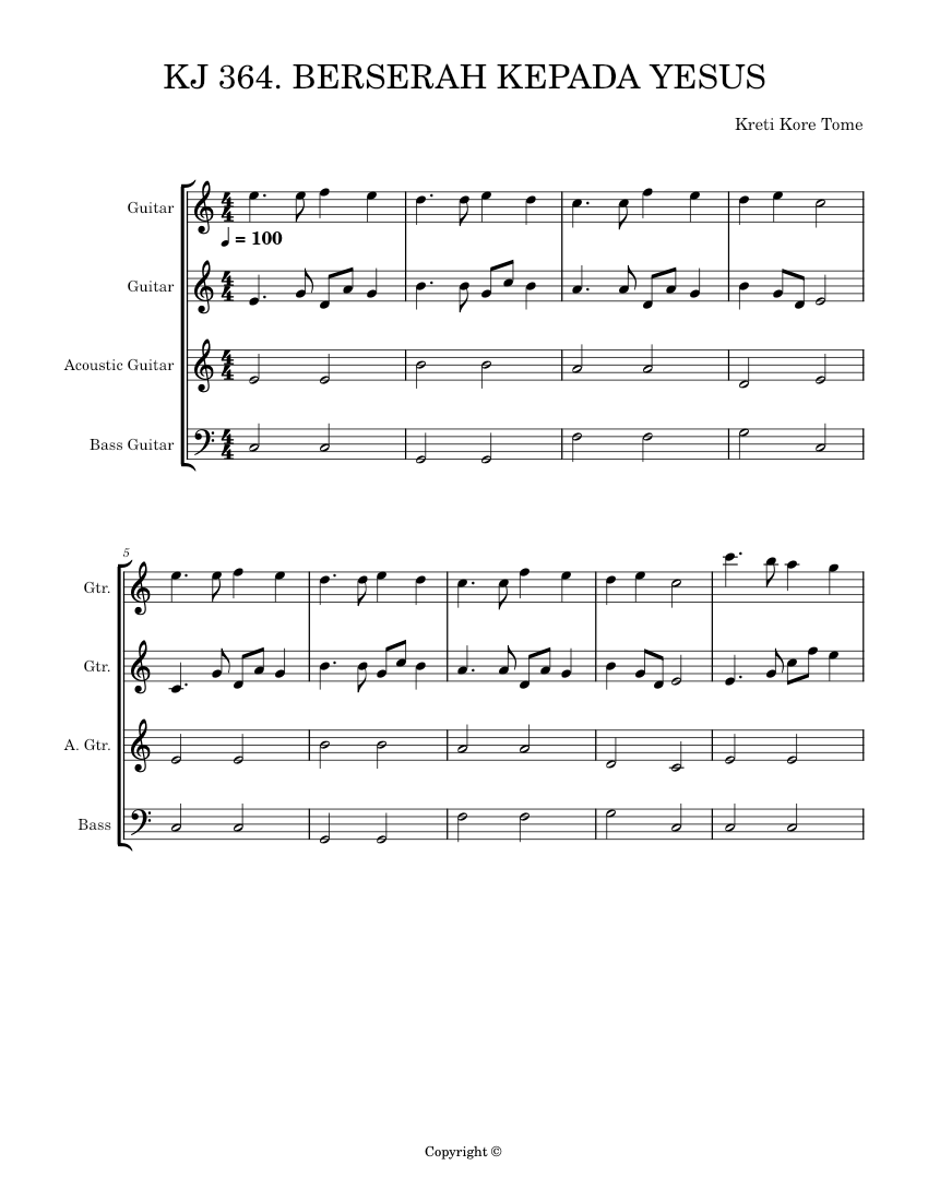 KJ 364. BERSERAH KEPADA YESUS – KRETI KORE TOME KJ 364 BERSERAH KEPADA ...