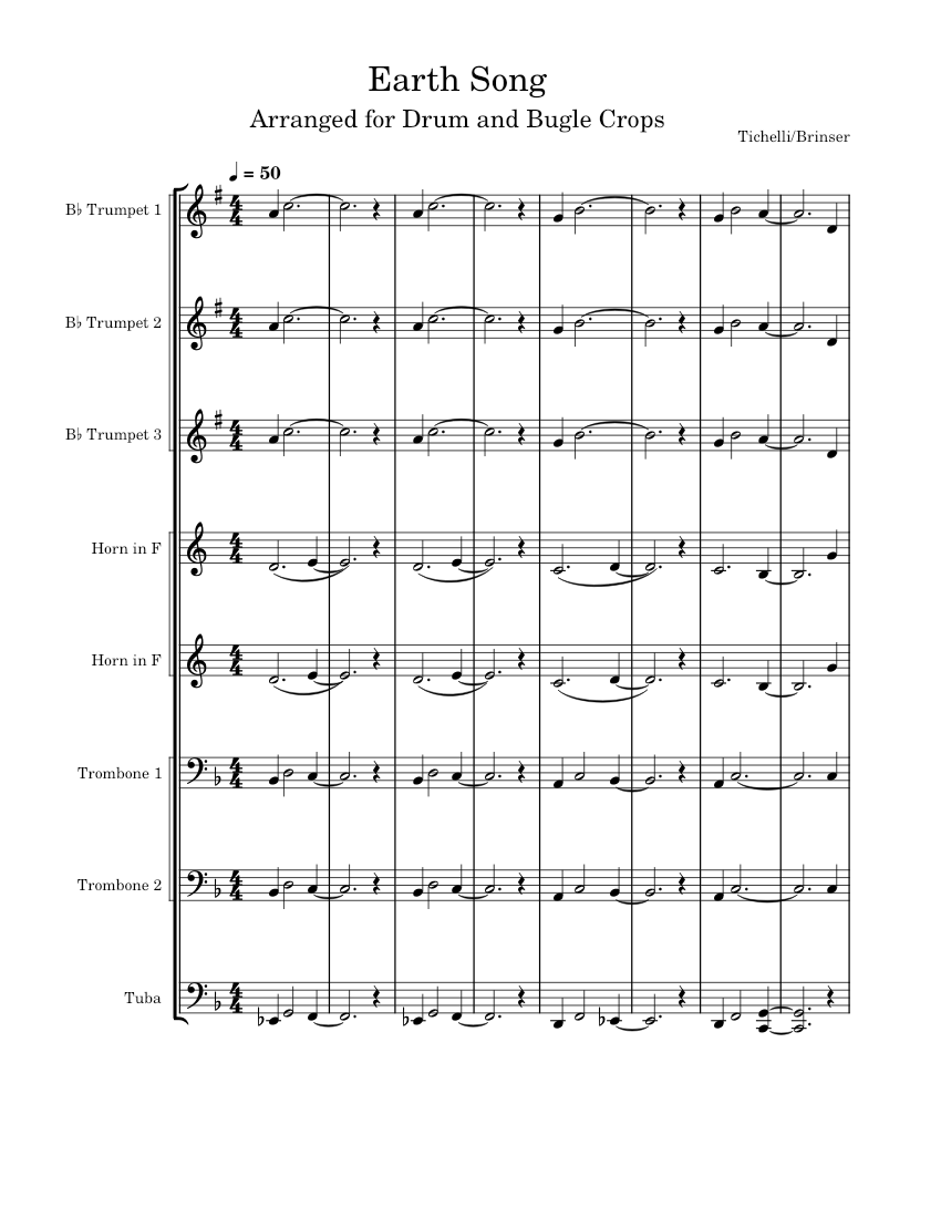Earth Song – Frank Ticheli Earth Song For DBC Sheet Music for Trombone ...