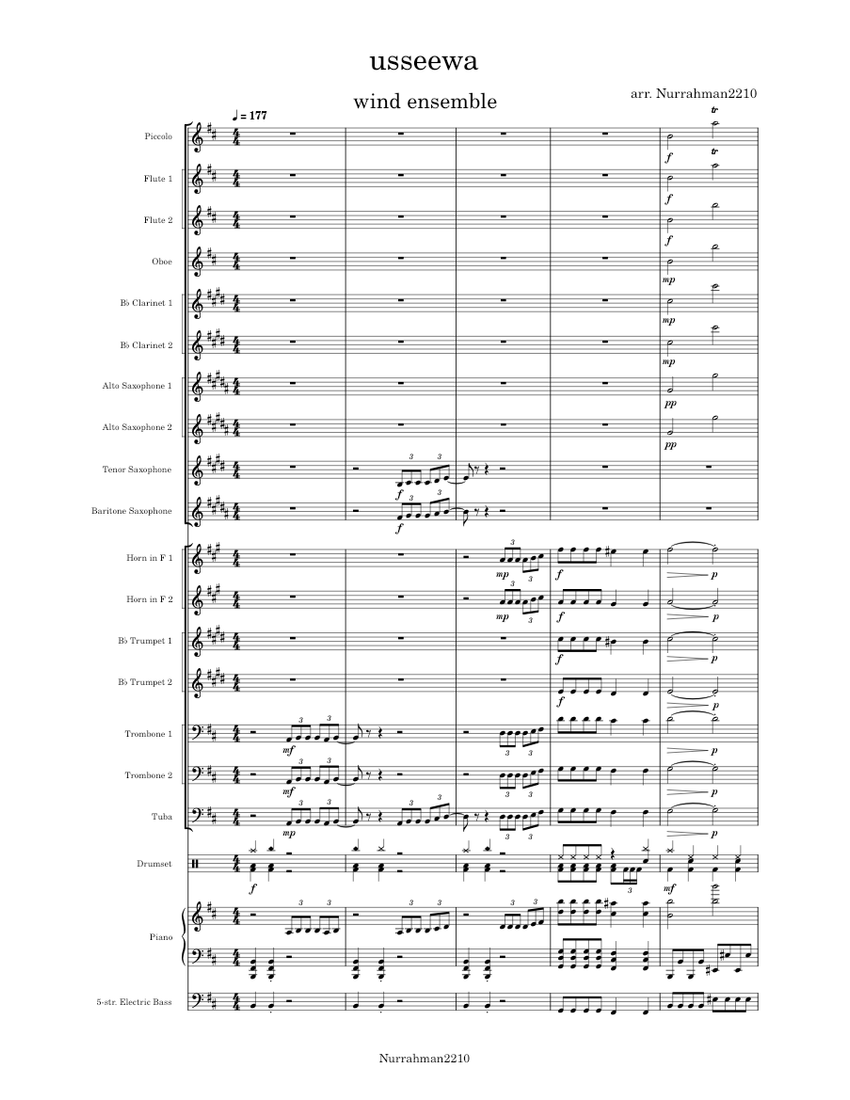 Usseewa - Ado Sheet Music for Piano, Trombone, Tuba, Flute piccolo ...