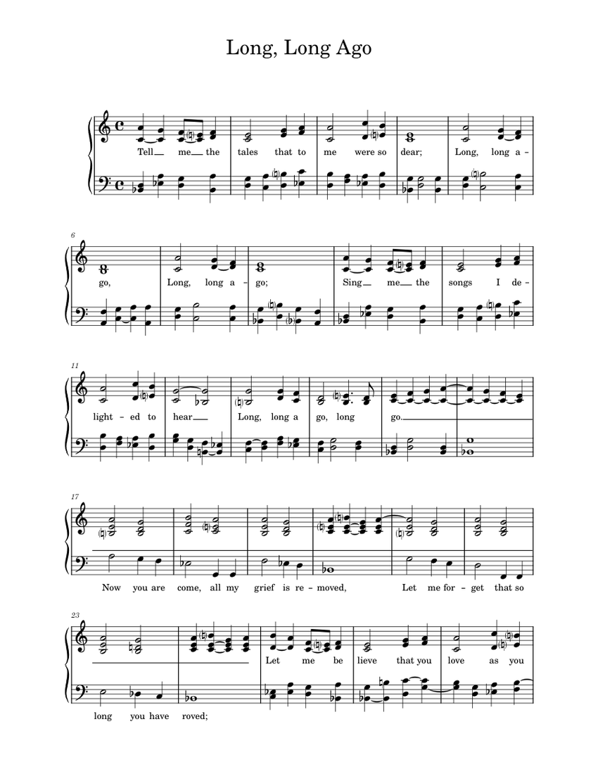 Long, Long Ago Sheet music for Piano (Solo) Easy | Musescore.com