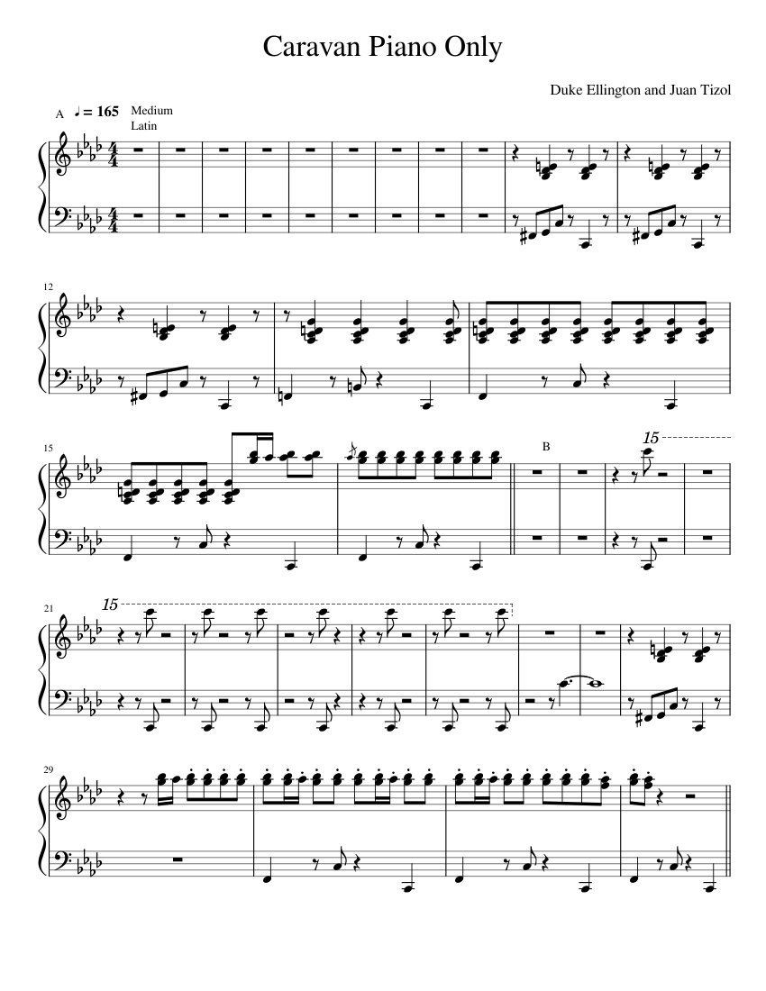 Caravan_Piano_Only Sheet music for Piano (Solo) | Musescore.com