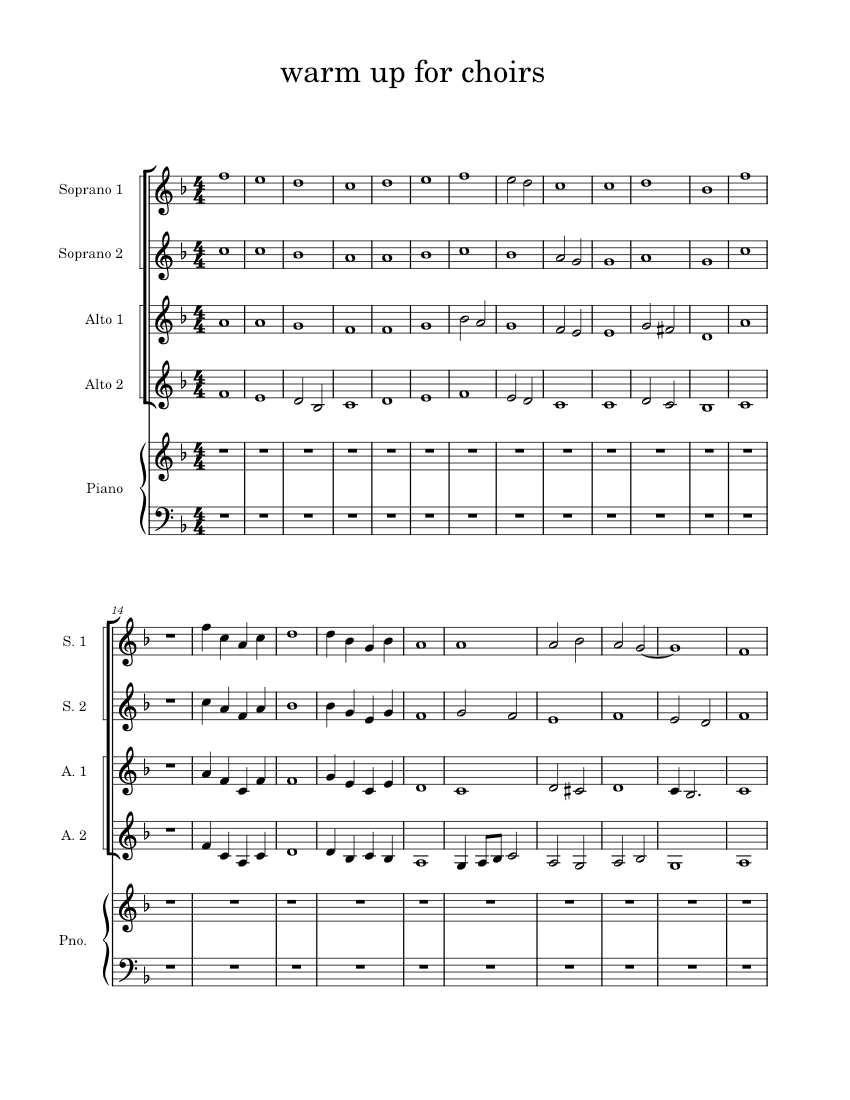 warm up for choirs Sheet Music for Piano, Soprano, Alto (Choral ...