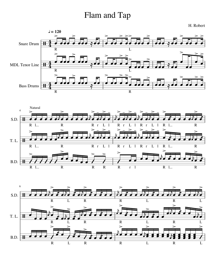 Flam and Tap Sheet Music for Snare drum, Bass drum (Percussion Duet ...