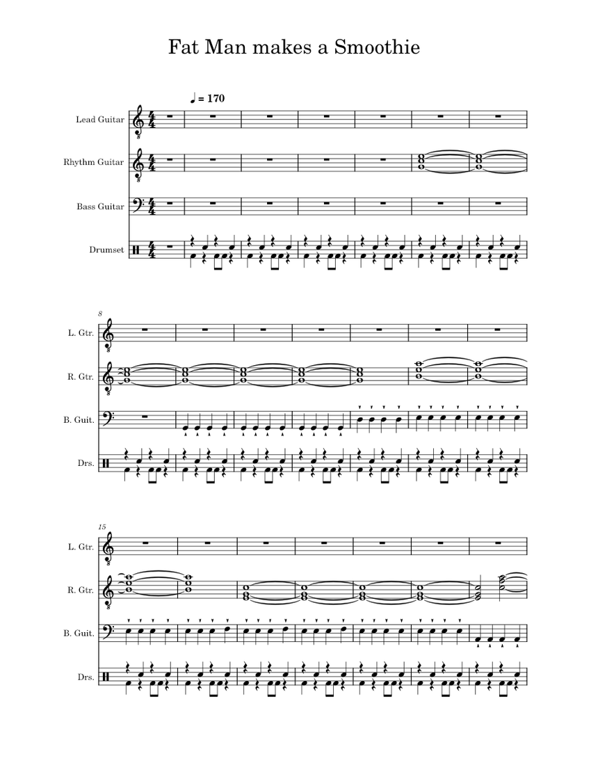 Fat_Man_makes_a_Smoothie Sheet music for Guitar, Bass guitar, Drum ...