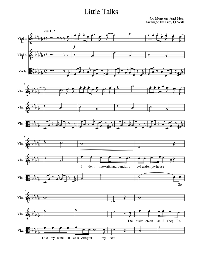 Little Talks Sheet music for Violin, Viola (Mixed Trio) | Musescore.com