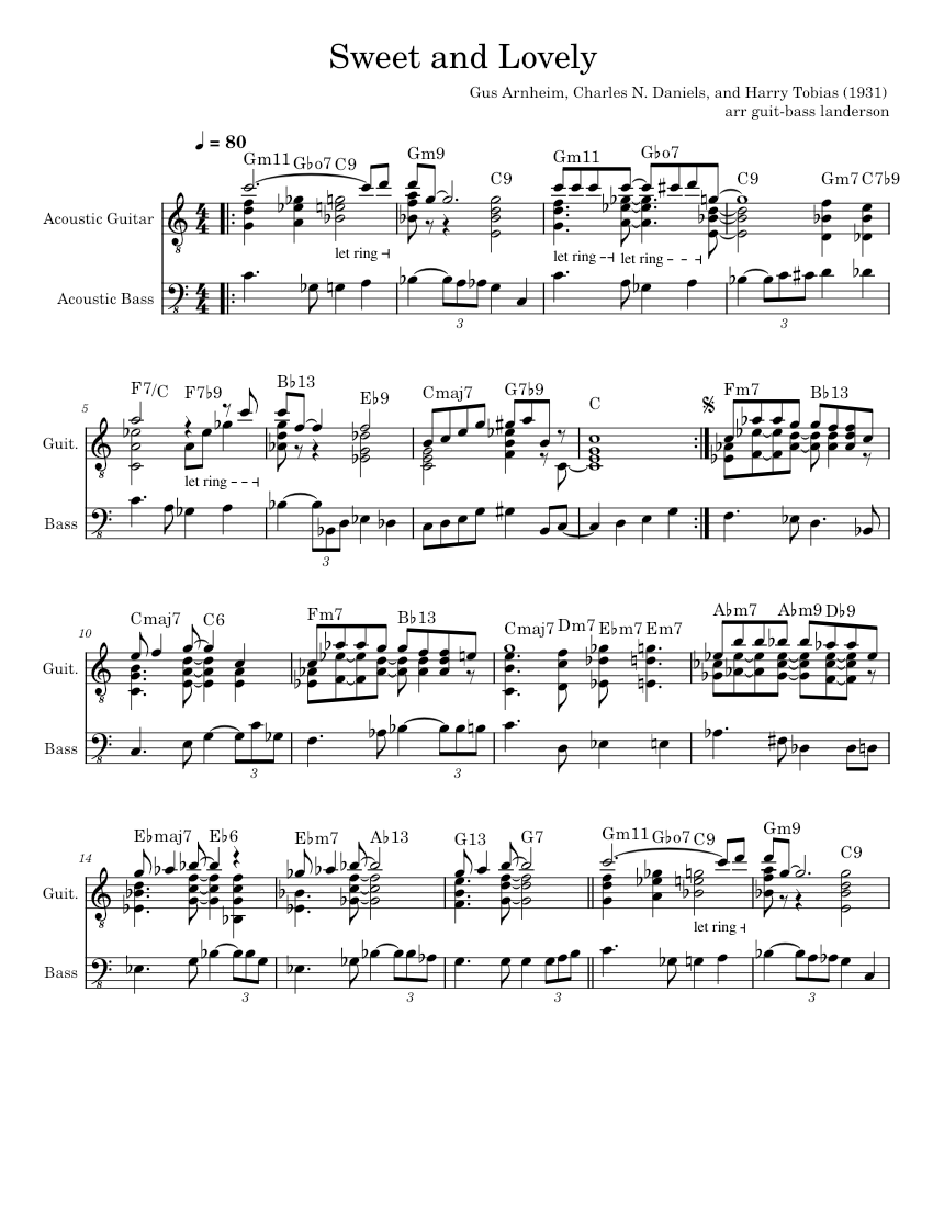 Sweet and Lovely – Gus Arnheim, Charles N. Daniels, and Harry Tobias ...