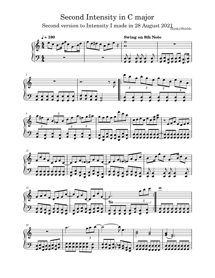 Second Intensity in C major Sheet music for Piano (Solo) | Musescore.com