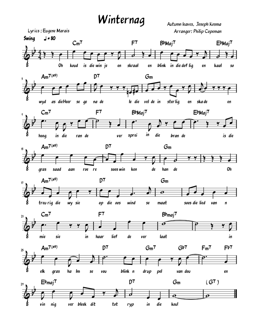 Winternag Sheet Music for Piano (Solo) Easy | MuseScore.com
