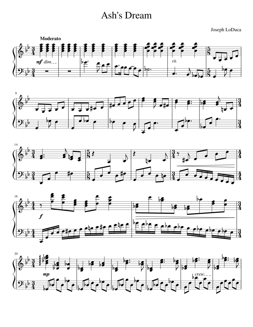 Ash's Dream Piano - Joseph LoDuca Sheet Music for Piano (Solo ...