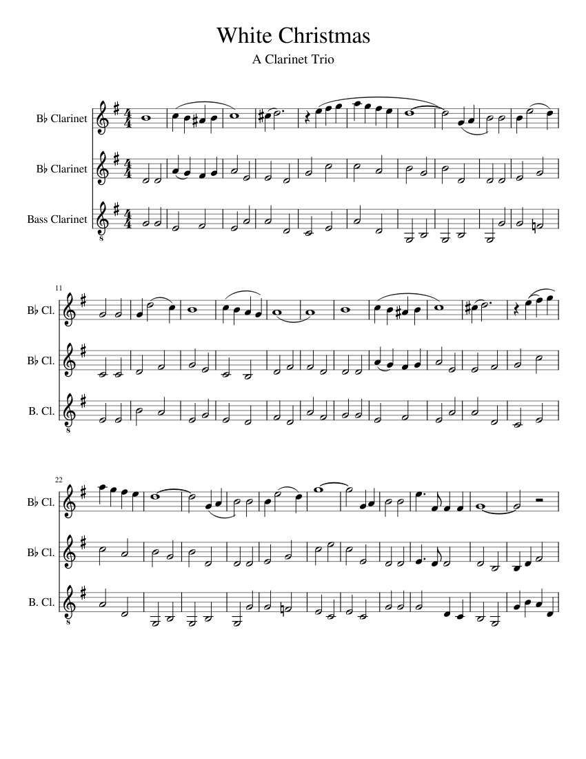 White Christmas - A Clarinet Trio Sheet Music for Clarinet in b-flat ...
