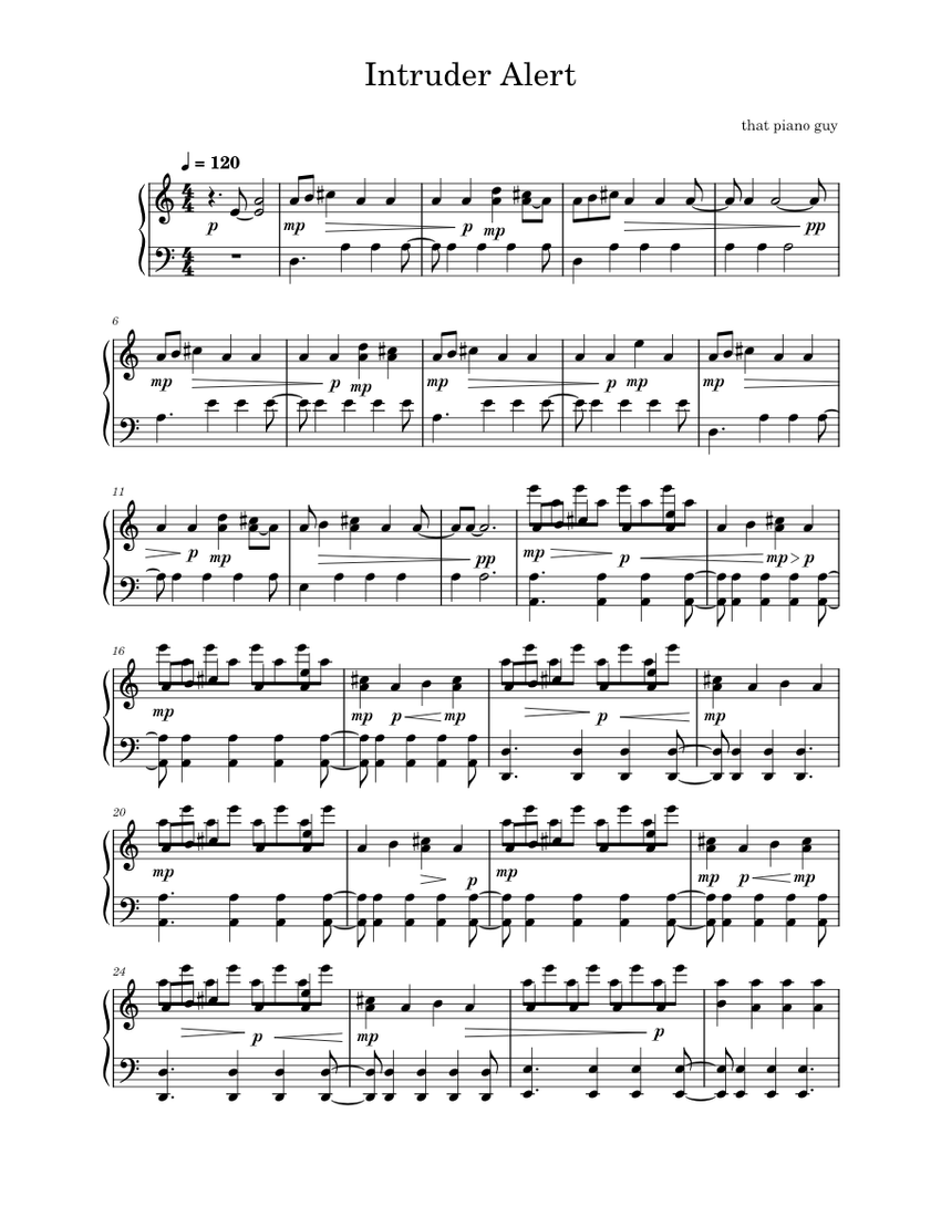 Intruder Alert Sheet music for Piano (Solo) | Musescore.com