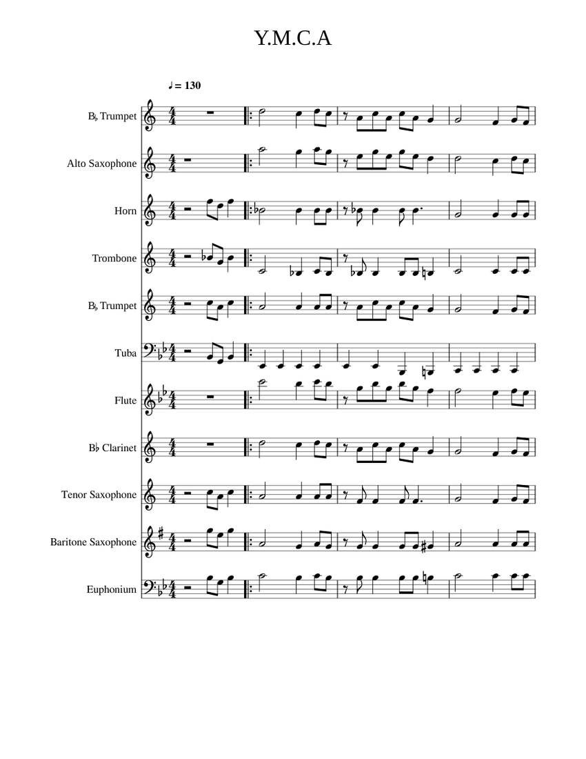 YMCA VAMP Sheet music for Trombone, Tuba, Flute, Clarinet other & more ...