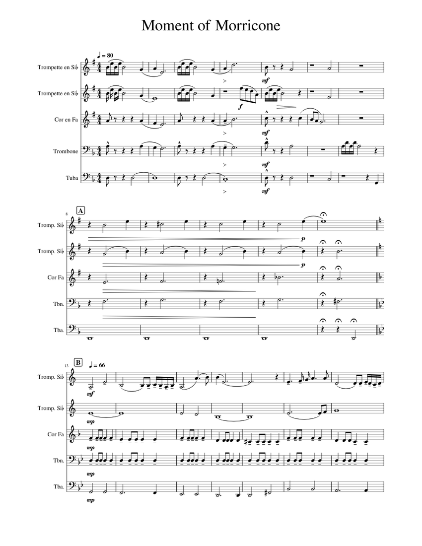 Moment of Morricone Sheet music for Trombone, Tuba, Trumpet in b-flat ...